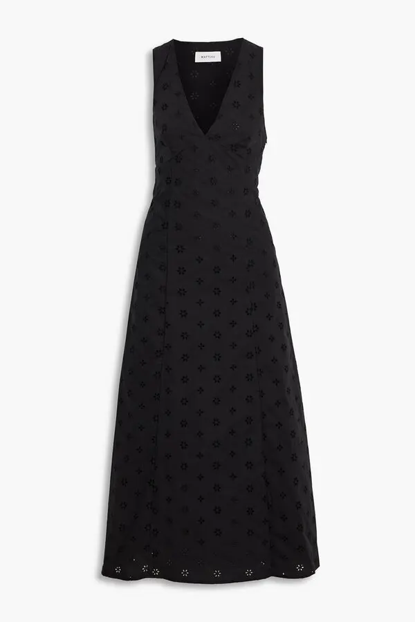 Matteau Broderie Anglaise Cotton Maxi Dress - Black