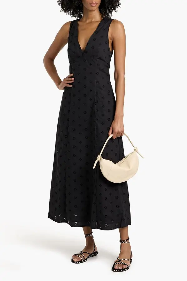 Matteau Broderie Anglaise Cotton Maxi Dress - Black