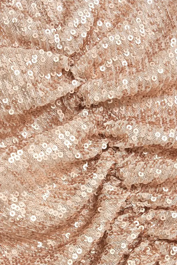Norma Kamali Ruched Sequined Stretch-mesh Gown