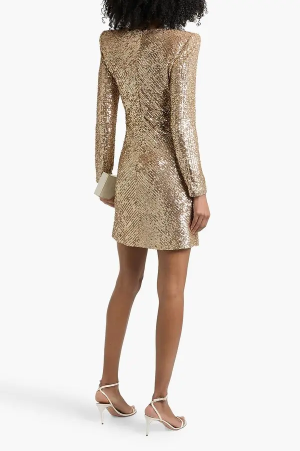 Naeem Khan Sequined Stretch-tulle Mini Dress