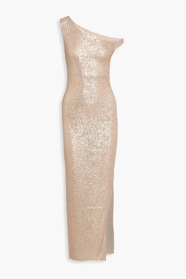 Norma Kamali One-shoulder Sequined Gown - Blush