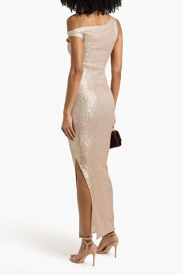 Norma Kamali One-shoulder Sequined Gown - Blush