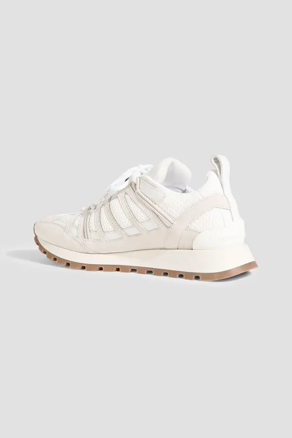Brunello Cucinelli Mesh, Suede, And Leather Sneakers
