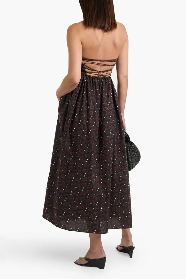 Matteau Strapless Printed Cotton-poplin Maxi Dress
