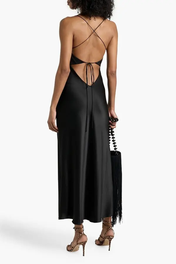 THE SEI Twisted Cutout Silk-satin Maxi Dress - Black