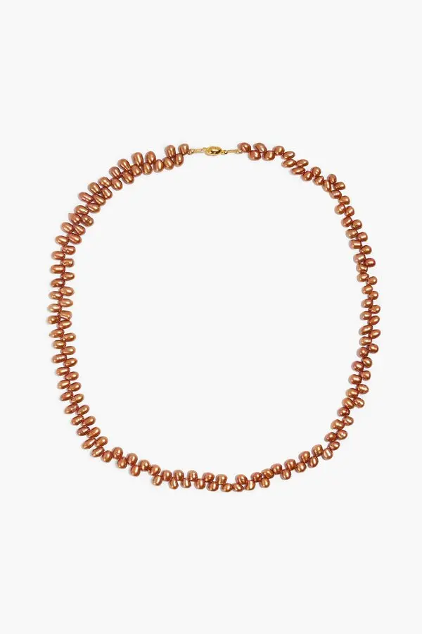 JENNIFER BEHR Penelope 18-karat Gold-plated Freshwater Pearl Necklace - Antique Rose