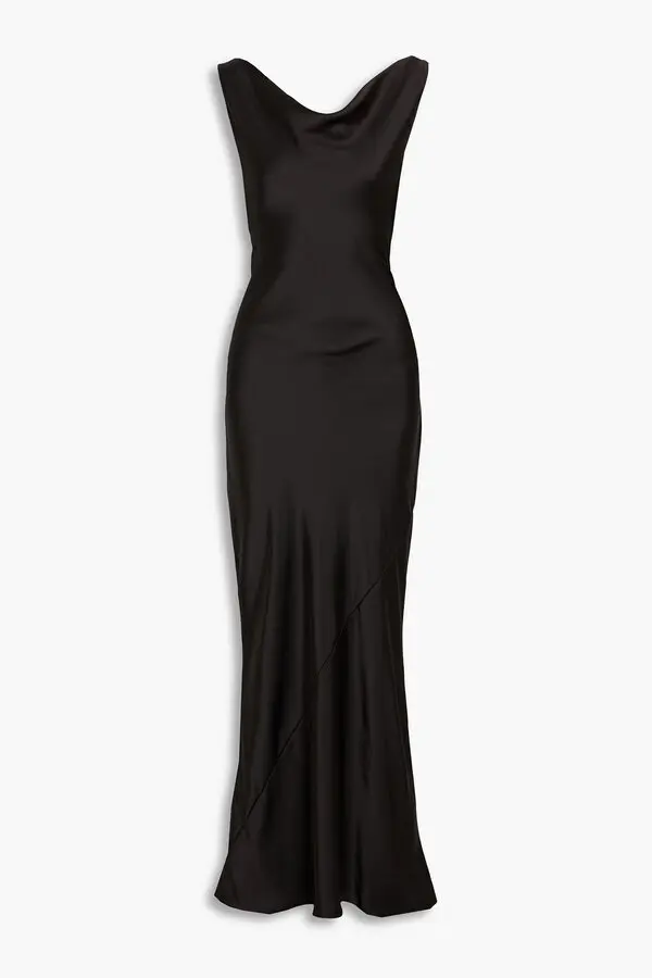 Norma Kamali Maria Draped Satin Gown - Black