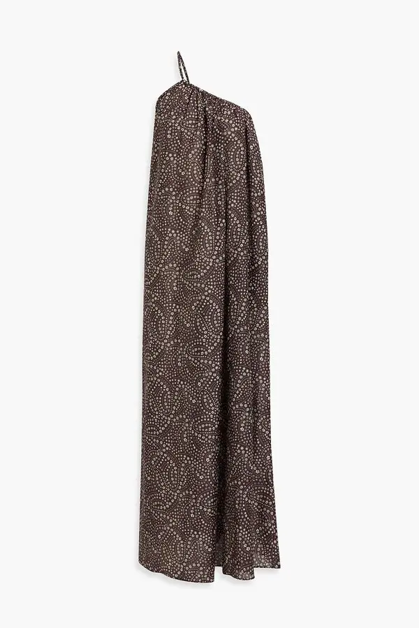 Matteau One-shoulder Floral-print Maxi Dress - Chocolate