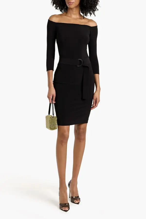 Norma Kamali Off-the-shoulder Belted Mini Dress