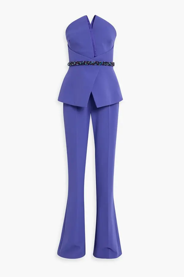 Safiyaa Capucine Strapless Embellished Crepe Jumpsuit - Purple