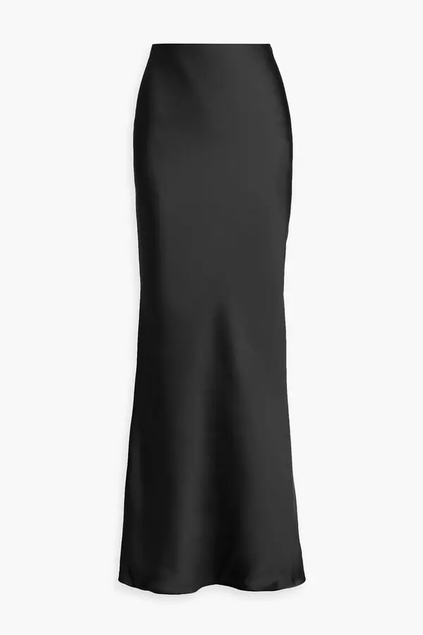 Norma Kamali Obie Satin Maxi Skirt - Black