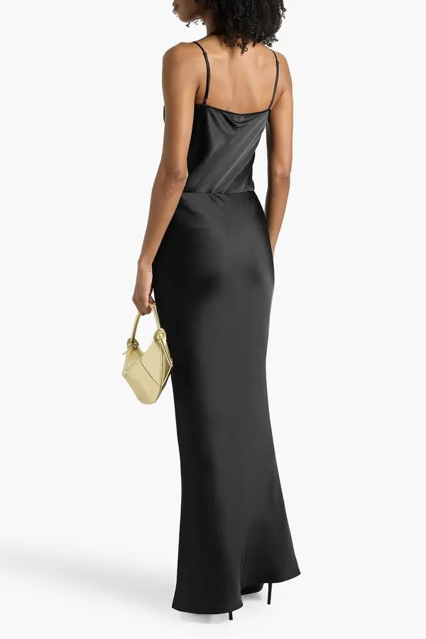 Norma Kamali Obie Satin Maxi Skirt - Black