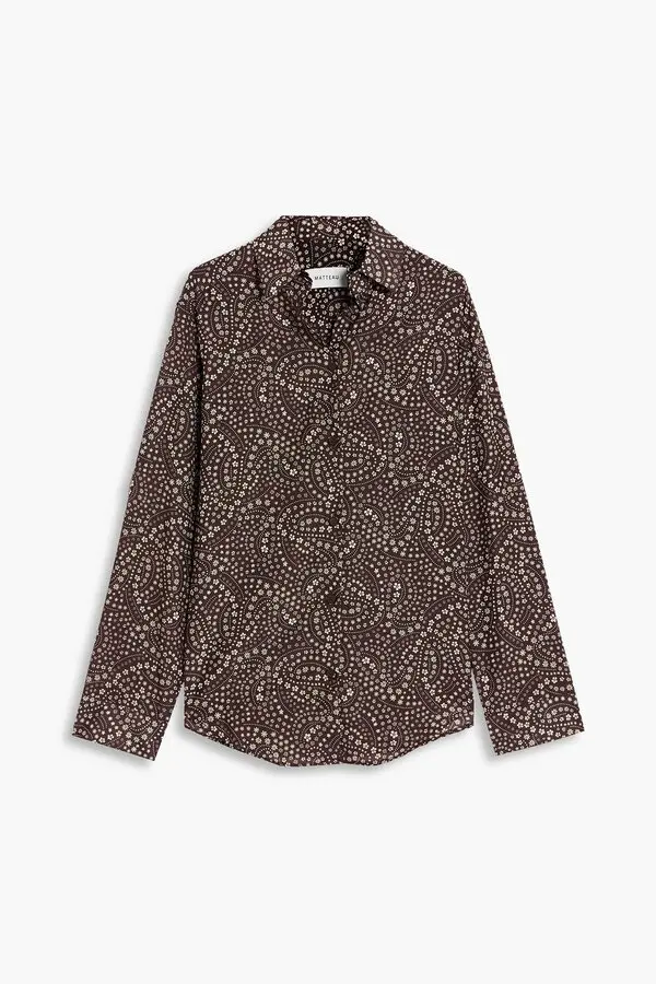 Matteau Floral-print Cotton And Silk-blend Shirt - Chocolate