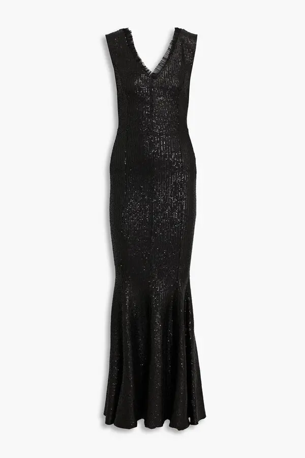 Norma Kamali Sequined Stretch-tulle Gown