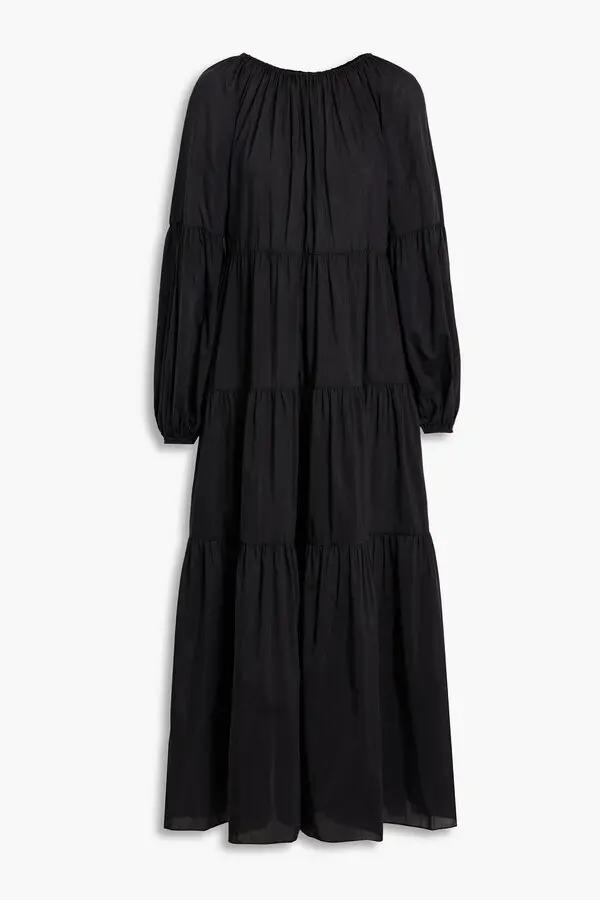 Matteau Tiered Cotton And Silk-blend Voile Maxi Dress