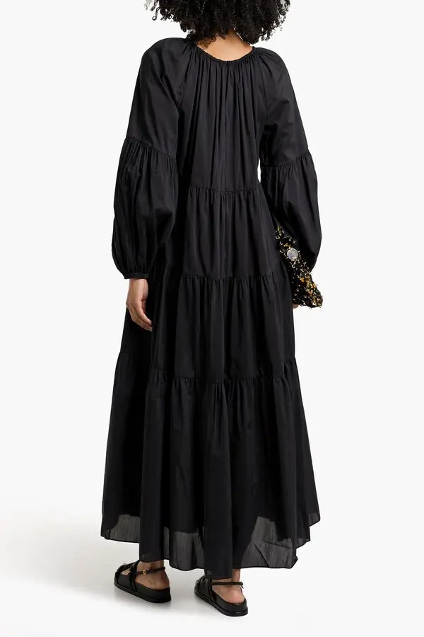 Matteau Tiered Cotton And Silk-blend Voile Maxi Dress
