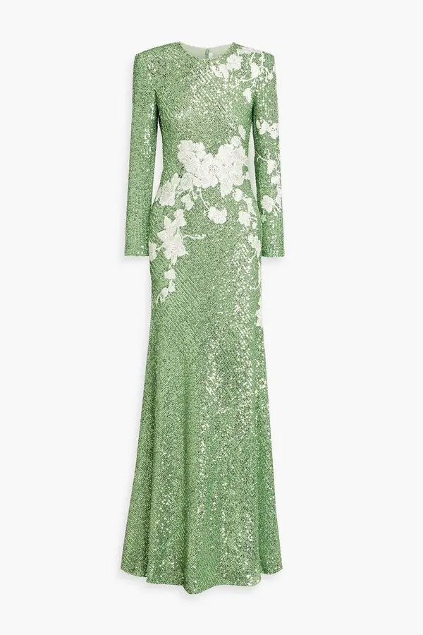 Naeem Khan Embroidered Sequined Stretch-tulle Gown