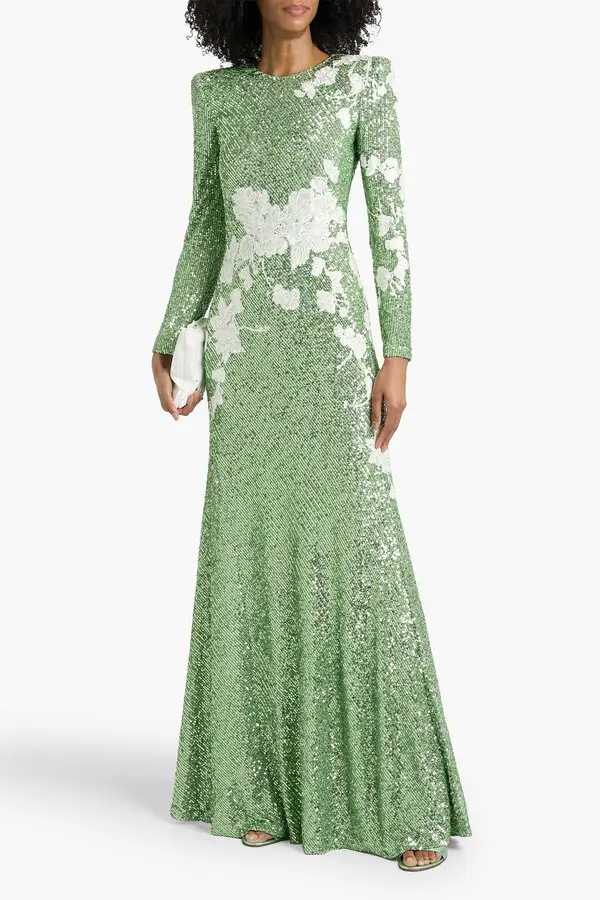 Naeem Khan Embroidered Sequined Stretch-tulle Gown
