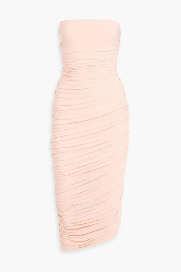 Norma Kamali Diana Strapless Ruched Stretch-jersey Dress - Blush
