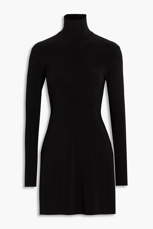 Norma Kamali Stretch-jersey Turtleneck Mini Dress