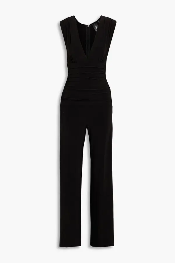 Norma Kamali Ruched Wide-leg Jumpsuit - Black
