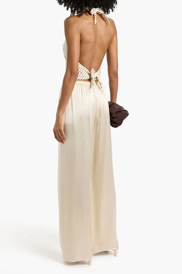 Matteau Draped Polkadot Halterneck Top - Cream