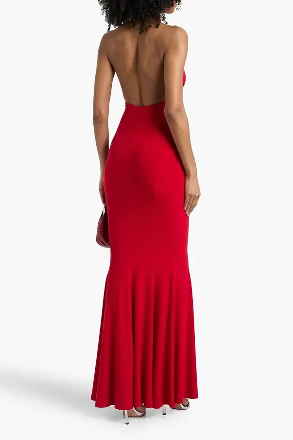 Norma Kamali Stretch-Jersey Halterneck Gown - Red - 55% Off | Editorialist