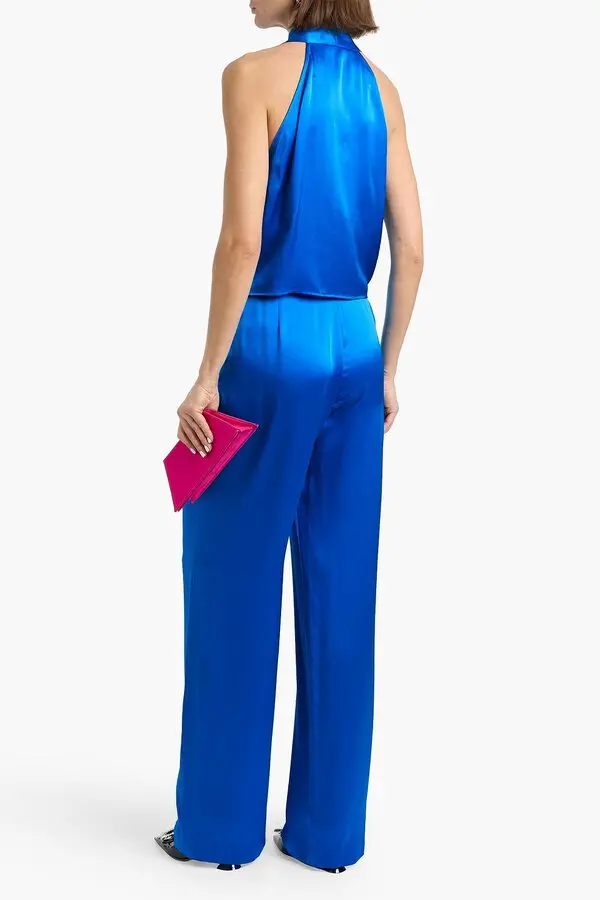 THE SEI Tie-front Silk-satin Top