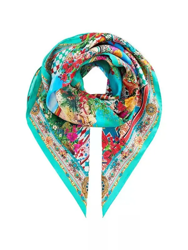 Camilla Meet Me In Mallorca Printed Scarf - Blue