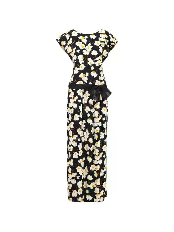 André Laug Vintage Floral Print Midi Dress - Black