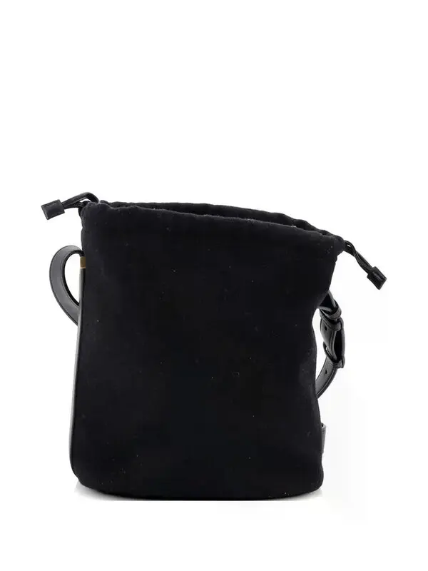 Saint Laurent Rive Gauche Drawstring Embroidered Wool Bucket Bag