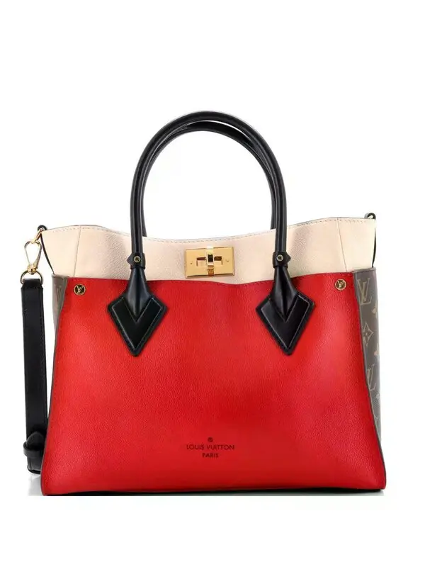 LOUIS VUITTON On My Side Leather With Monogram Canvas Mm Tote Bag - Brown