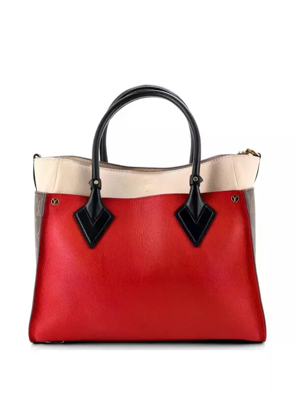 LOUIS VUITTON On My Side Leather With Monogram Canvas Mm Tote Bag - Brown