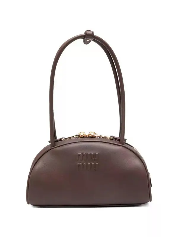 Miu Miu Beau Embossed Leather Tote Bag - Brown