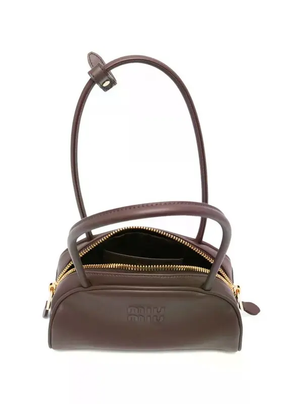 Miu Miu Beau Embossed Leather Tote Bag - Brown