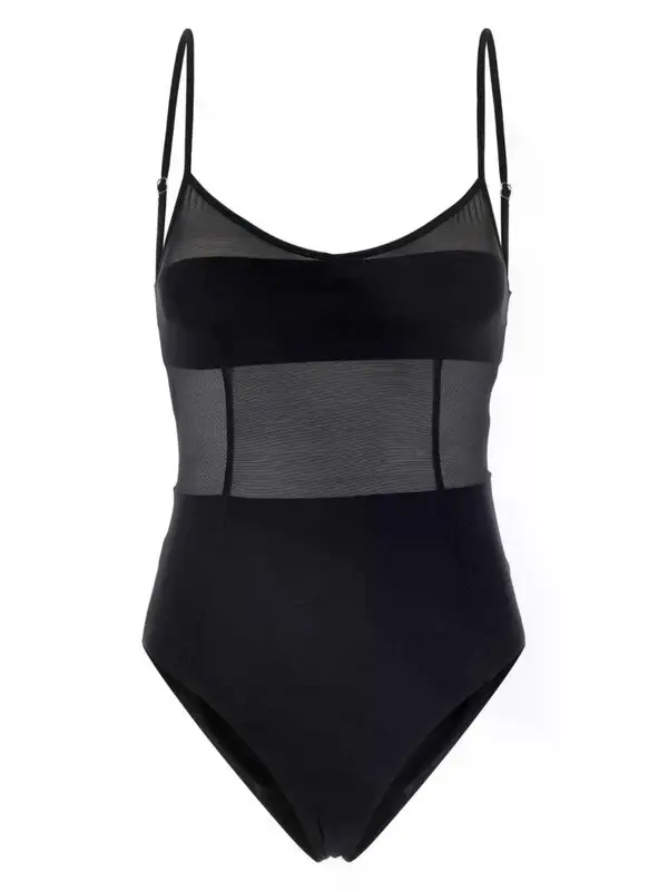 Prada Triangle-logo Tulle Swimsuit - Black