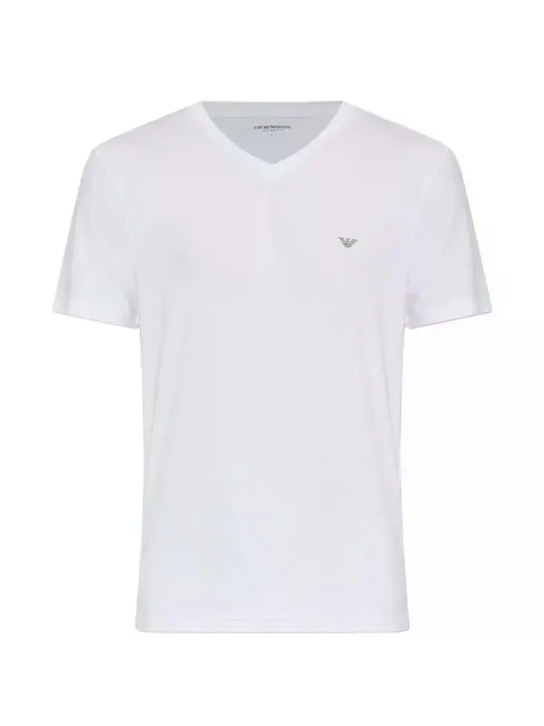 Emporio Armani V-neck Logo-embroidered T-shirt - White