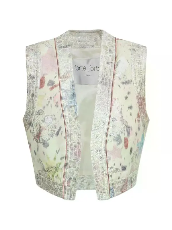 FORTE_FORTE Floral-print Cropped Waistcoat - Neutrals
