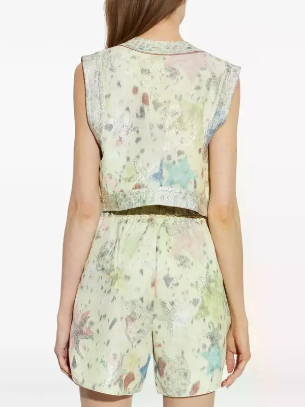 FORTE_FORTE Floral-print Cropped Waistcoat - Neutrals