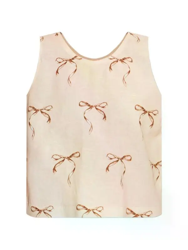 FORTE_FORTE Bow-print Top - Neutrals