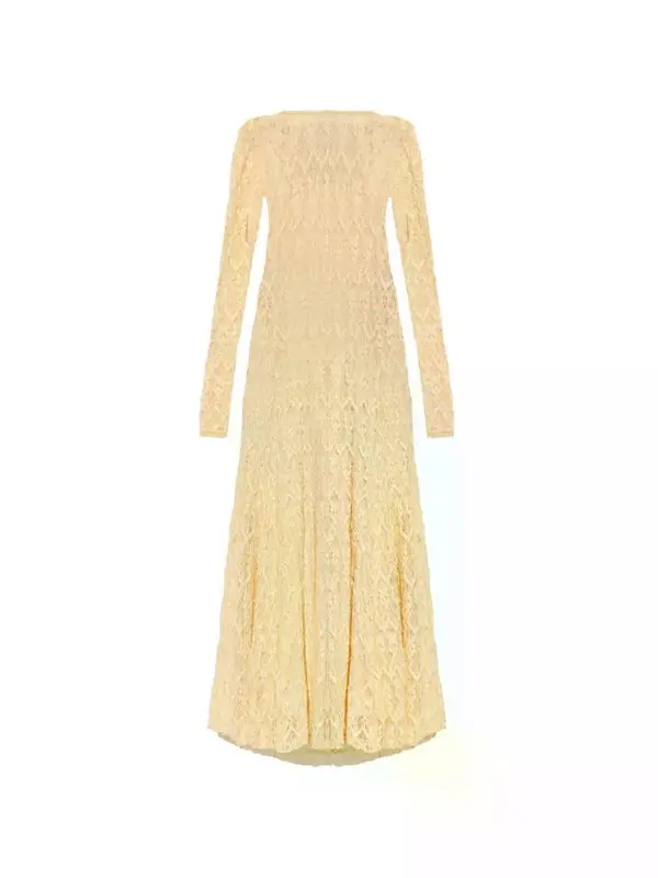 FORTE_FORTE Long-sleeve Lace Midi Dress
