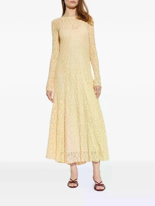 FORTE_FORTE Long-sleeve Lace Midi Dress