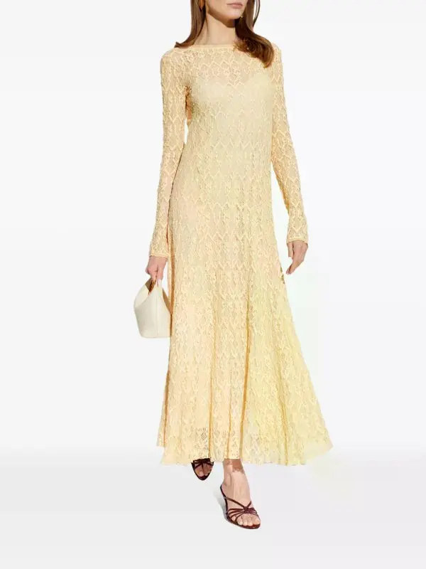 FORTE_FORTE Long-sleeve Lace Midi Dress