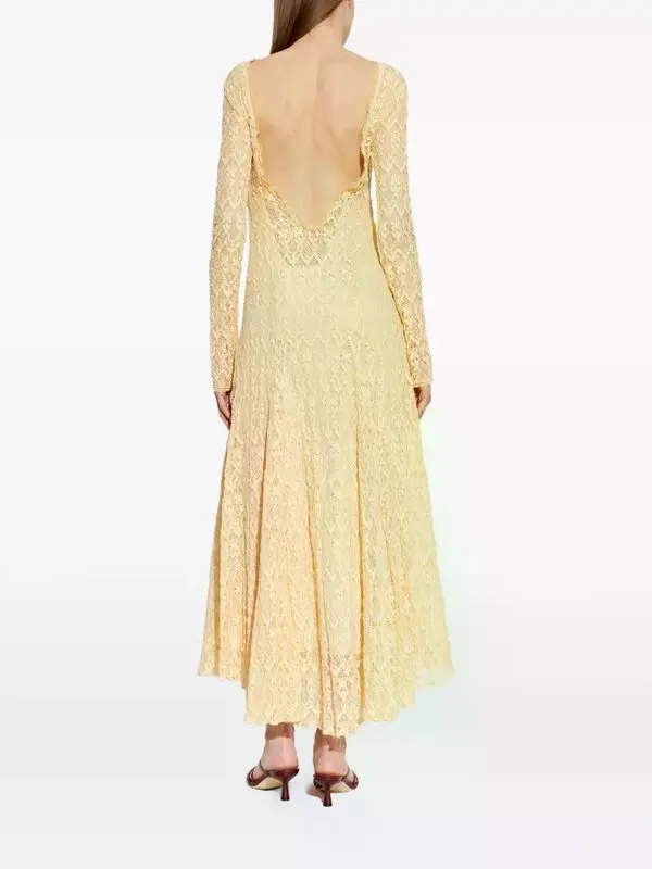 FORTE_FORTE Long-sleeve Lace Midi Dress