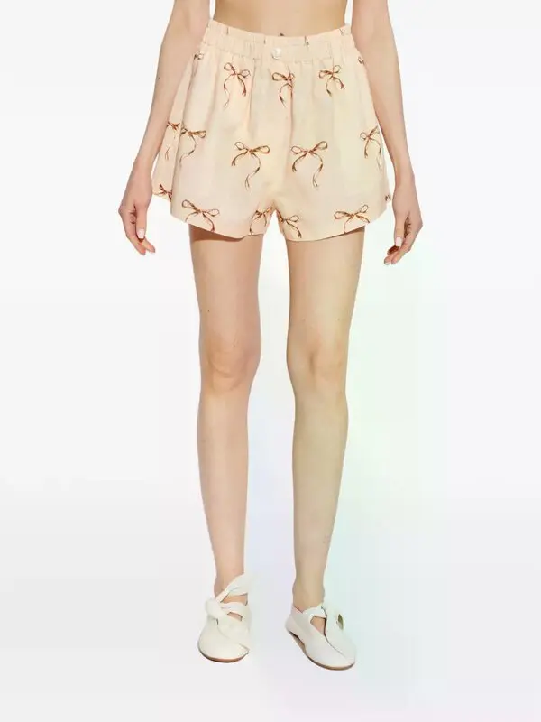 FORTE_FORTE Bow-print Shorts - Neutrals