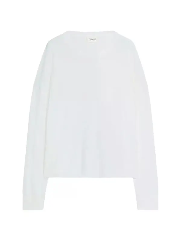 Closed Crew-neck Long-sleeve Sweatshirt - White