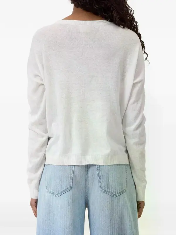 Closed Crew-neck Long-sleeve Sweatshirt - White