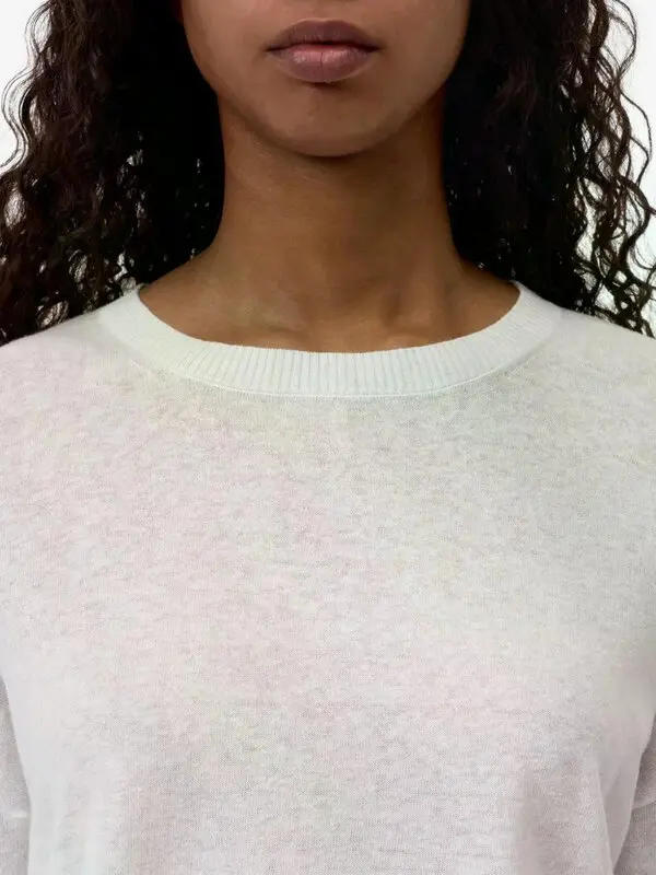 Closed Crew-neck Long-sleeve Sweatshirt - White