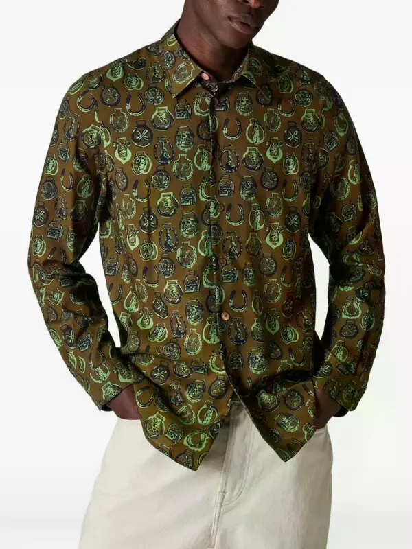 Paul Smith Lyocell 'lucky Charm' Print Shirt - Brown