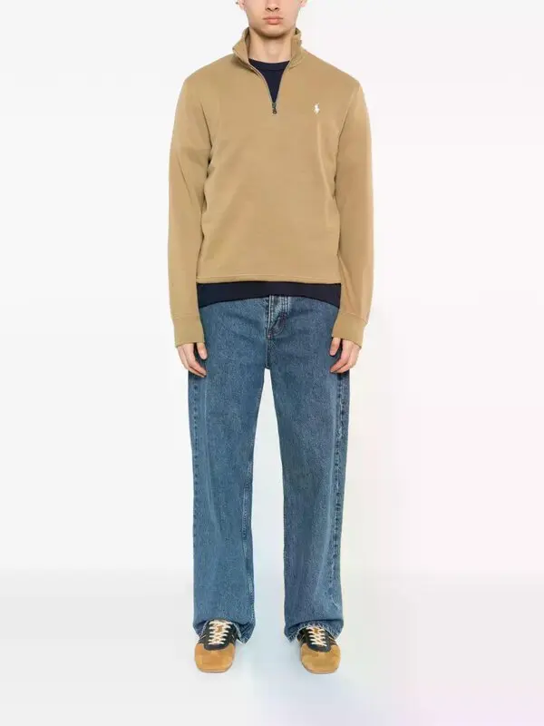 Polo Ralph Lauren Zip-neck Sweater With Logo - Neutrals